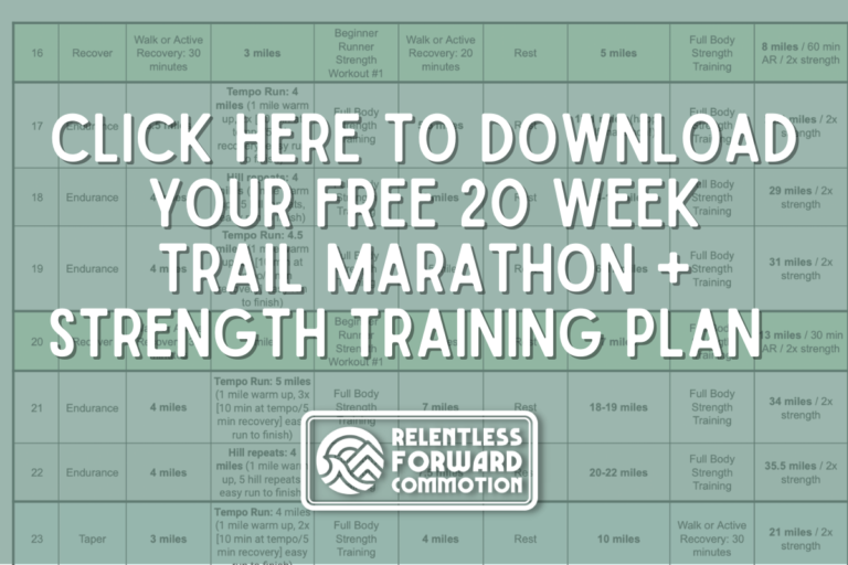 (Free) 20 Week Trail Marathon Training Plan + Strength - RELENTLESS ...